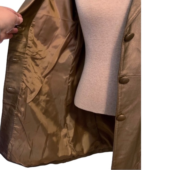 Dialogue | Jackets & Coats | Dialogue Bronzed Metallic Leather Coat ...